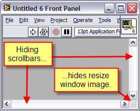 Show resizable VI window without showing scrollbars